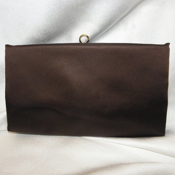 AFTER FIVE | Bags | Vintage After Five Brown Satin Evening Purse Gold ...